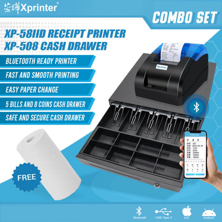Xprinter Combo Set Thermal Cash Receipt POS Mini Printer (BLUETOOTH+USB) 58mm + POS Electronic ...