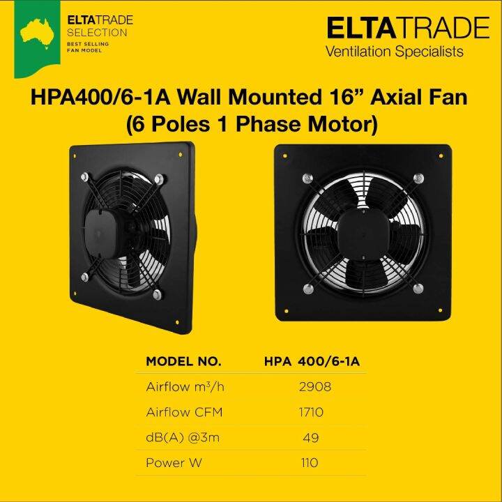 ELTA TRADE - Axial Fans - 16" HPA400/6-1A Air Ventilation Fan / Exhaust ...