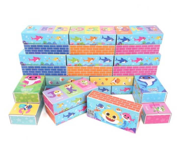 [Pinkfong] Baby Shark Paper Brick Toy Set Stacking Block Baby Shark DIY ...
