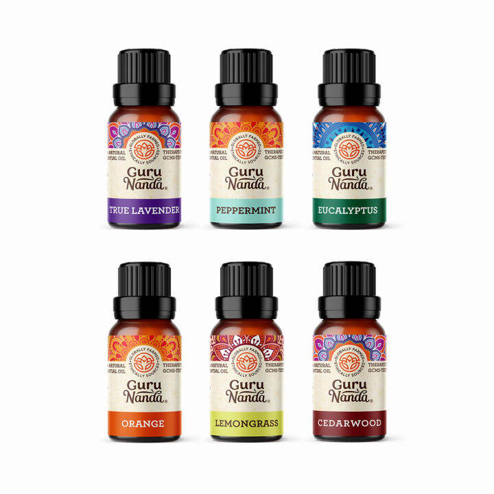 GuruNanda Guru Nanda (Set of 6) Therapeutic Grade Essential Oils - 100% Pure & Natural ...