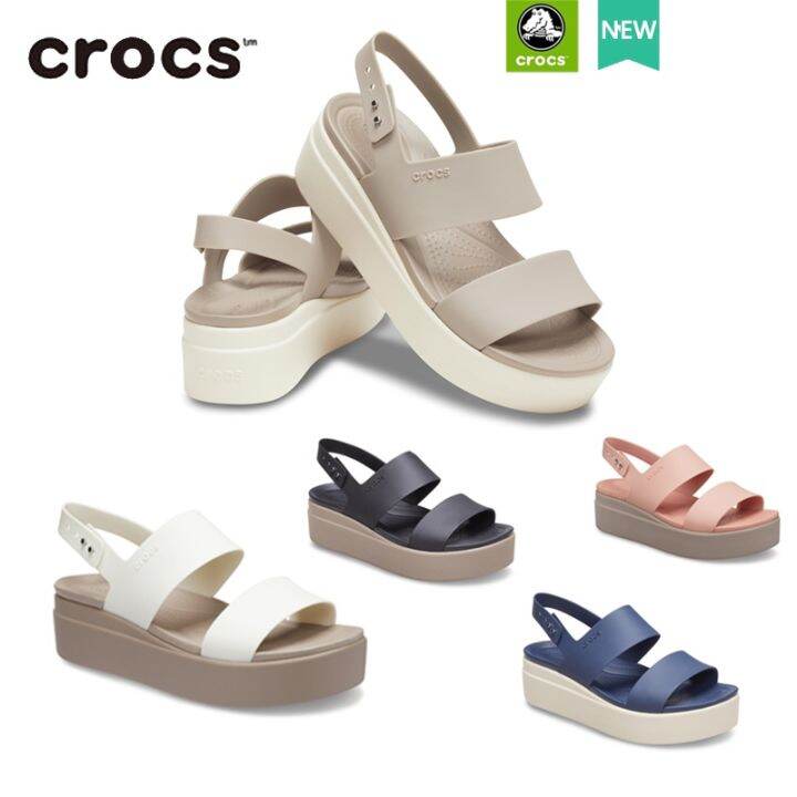 crocs แท้ WOMEN’S CROCS BROOKLYN LOW WEDGE รองเท้าส้นหนา รองเท้าเพื่อสุขภาพผู้หญิง | Lazada.co.th