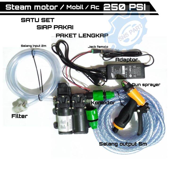 Alat Cuci Motor 250PSI Dobel Pompa Tekanan Tinggi / Pompa air Dc 12V ...