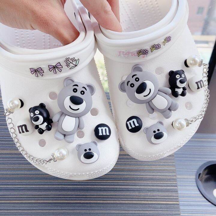 รองเท้าปุ่มเครื่องประดับ Jibbitz สีดำ & หมีขาวเสน่ห์-Croc/jibbitz ...