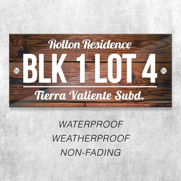 COD Wood Waterproof Double House Plate Number Acrylic Home Signage ...