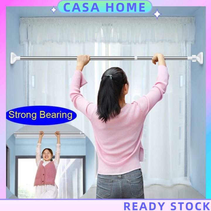 Stainless Steel Curtain Rod Set Adjustable Curtain Rod Tension Rod ...