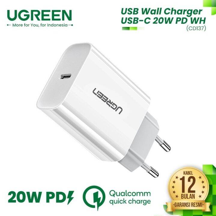 Ugreen Wall Charger USB-C 20W PD Fast Charging 20 Watt - CD137 | Lazada Indonesia