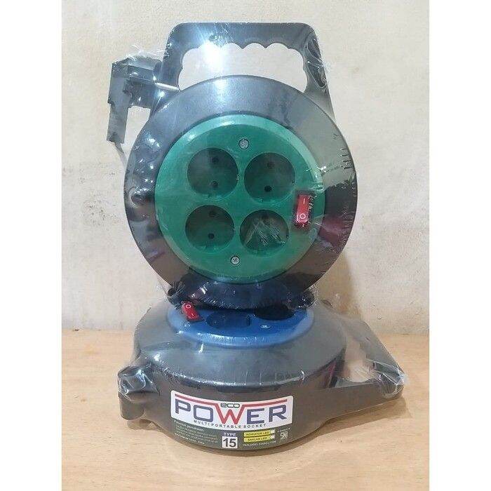 R~M - POWER KABEL GULUNG ROLAN 4 LUBANG COLOKAN TIPE 10 6M METER ...