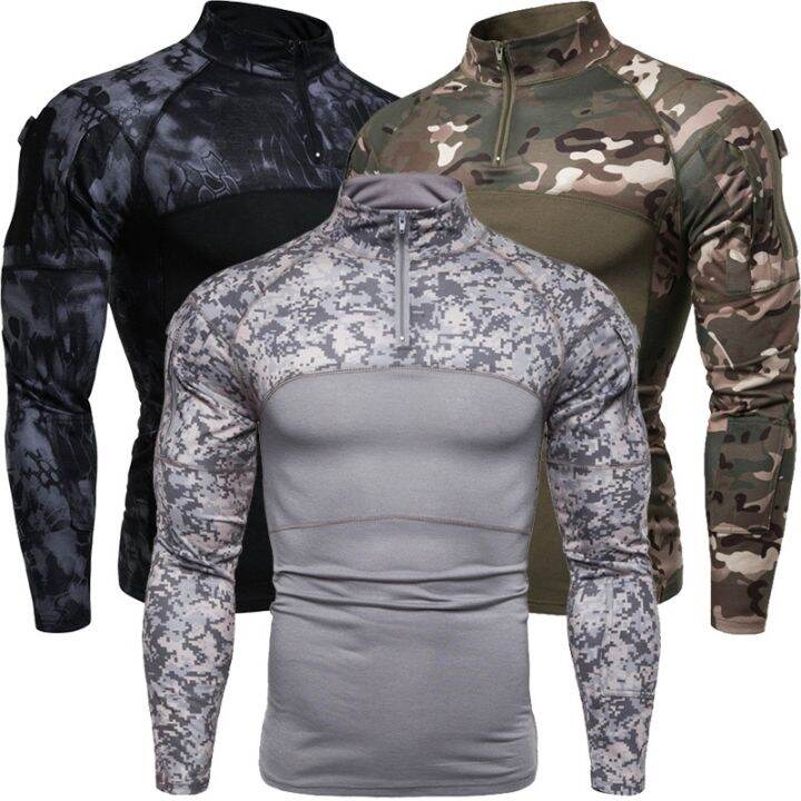 Tactical Camouflage Tops Military Uniform Clothes Men US Army Multicam ...