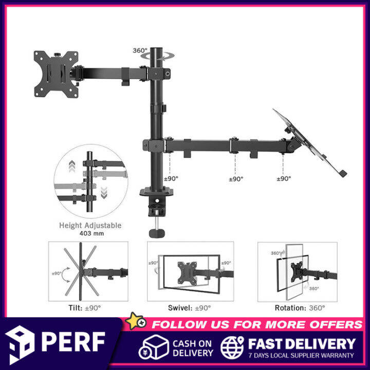 Perf MONITOR MOUNT / BRACKET C-Clamp-Including laptop stand Dual ...