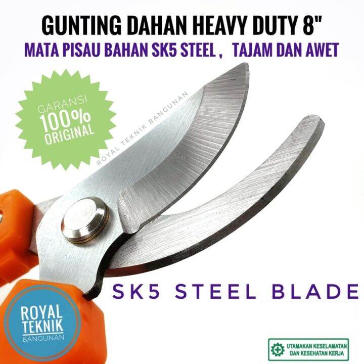 Gunting Dahan 8” inch SK5 Steel Heavy Duty / Potong Rumput Tanaman I ...