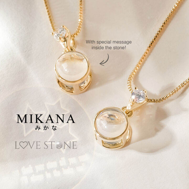 Mikana Valentines Love Stone 18k Gold Plated Projector Pendant Necklace ...