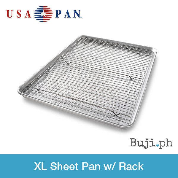 USA Pan Extra Large Sheet Baking Pan and Bakeable Nonstick Cooling Rack ...