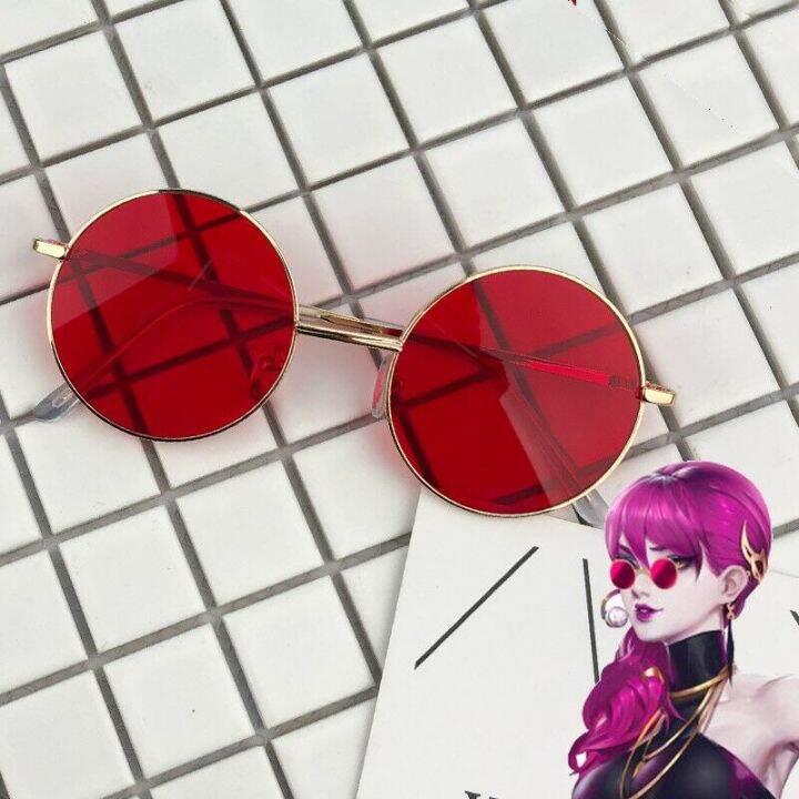 Lolgame Kda Kda S8 Cosplay Evelynn Red Sunglasses Glasses Prop Akali Ahri Kaisa Cosplay Prop