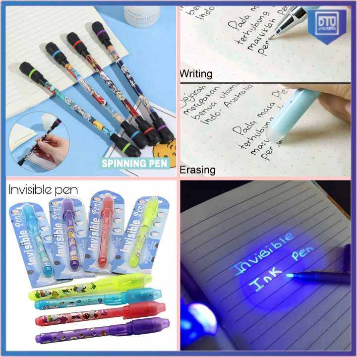 Invisible Pen, Spinning Pen & Pulpen Hapus, Magic UV light Magic Pen ...