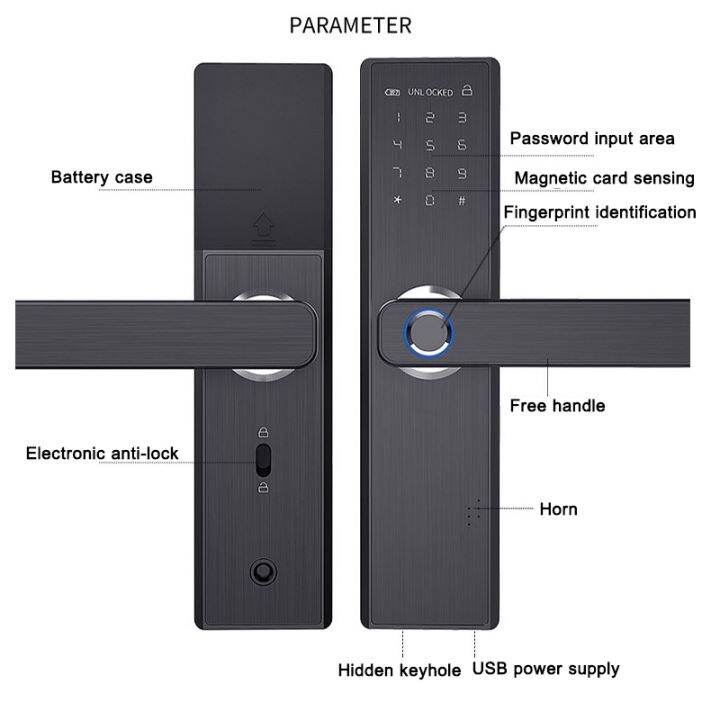 Smart Fingerprint Doorlock Card Digital Code Security Electronic Door Lock 【app Touch Pas Keypad