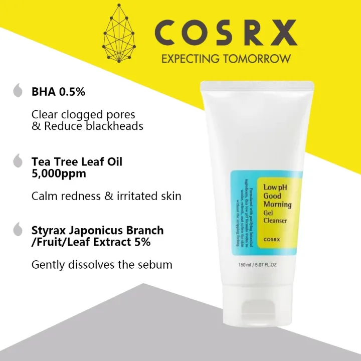 ♞COSRX Low pH Good Morning Gel Cleanser 150ml Face Exfoliator Facial ...