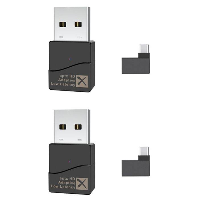 2X Bluetooth Adapter Driver-Free USB Bluetooth 5.2 Transmitter + Type C ...