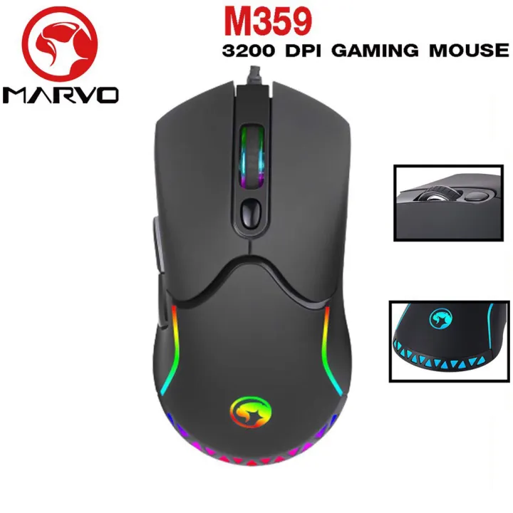 เม้าส์เกมมิ่ง MARVO M359 Gaming mouse 3200 DPI มี Driver เมาส์ | Lazada ...