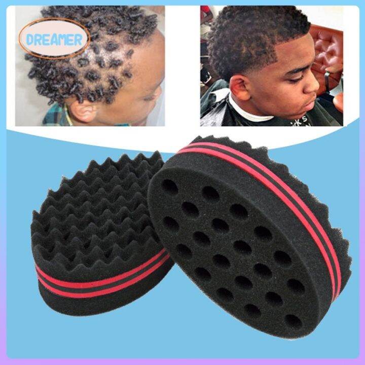 Black Man Hair Braider Twist Sponge Barber Wave Double Sided Hair Brush ...