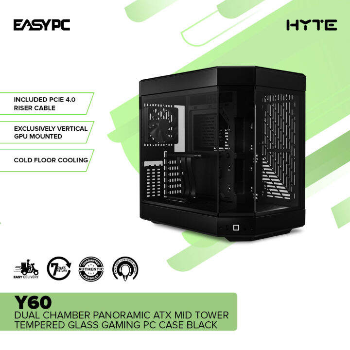 EasyPC | HYTE Y60 Dual Chamber Panoramic ATX Mid Tower Tempered Glass Gaming PC Case Black ...