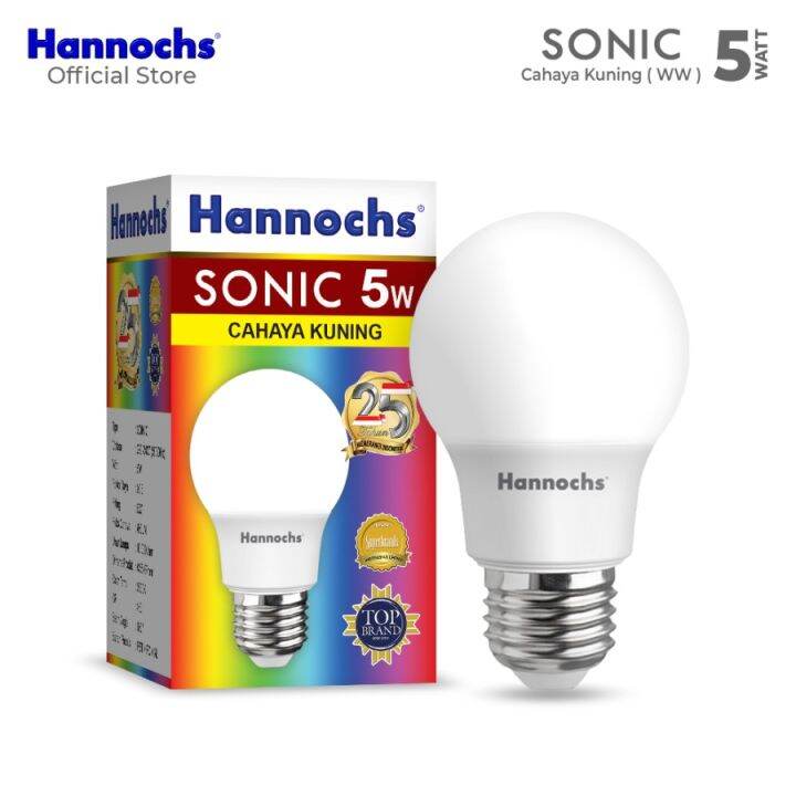 LAMPU LED HANNOCHS SONIC 5W 5 WATT CAHAYA KUNING 3000K WARM WHITE ...