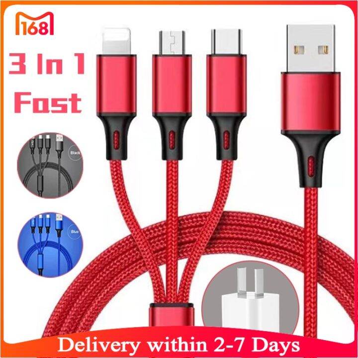 【Local】 3 In1 Charger Micro Type C Usc Fast Usb Quick Iphone Android ...