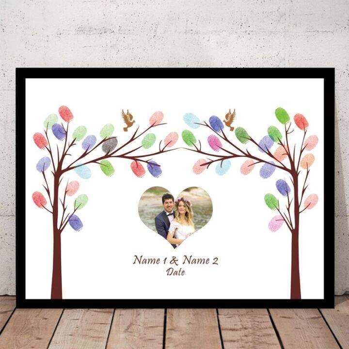 Personalized Theme Name Date Fingerprint DIY Tree Leaf Wedding Souvenir ...