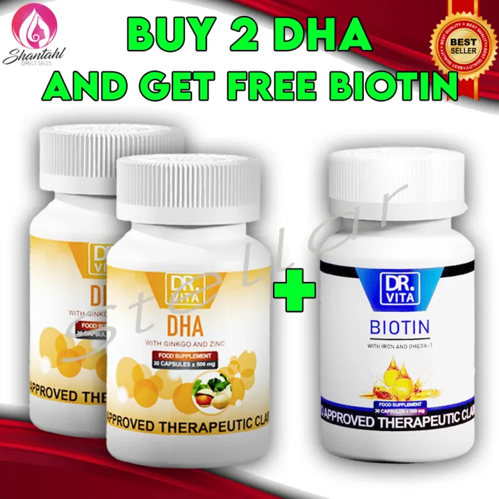 FREE BIOTIN! 2 BOTTLES Dr. Vita DHA with Ginkgo and Zinc (Elderly), Dr. Vita DHA for Adult ...
