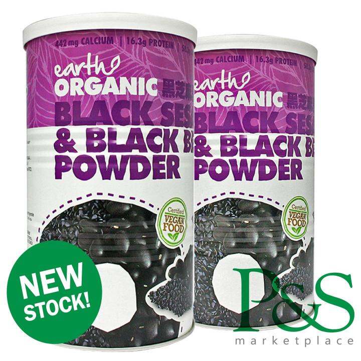 Earth Organic Black Sesame & Black Beans Powder (500g/tin) x2 tins | Lazada
