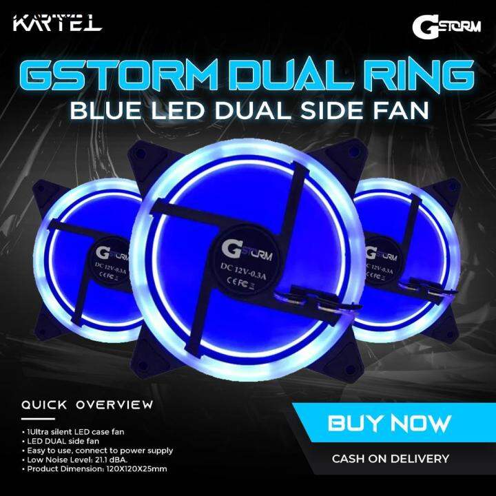 Computer heat sink G STORM Dual Ring ICE BLUE LED Fan 120mm PC CPU ...