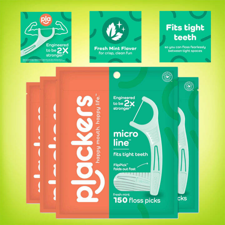 Plackers floss Micro Mint Dental Flossers Fold-Out Toothpick Fresh Mint ...