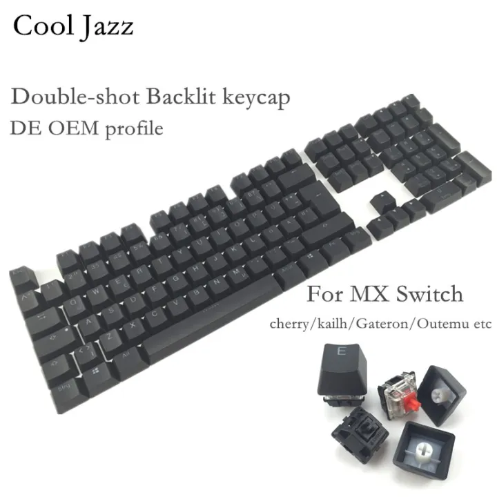 Cool Jazz Double-Shot Black White Thick PBT DE ISO Layout 108 Backlit ...
