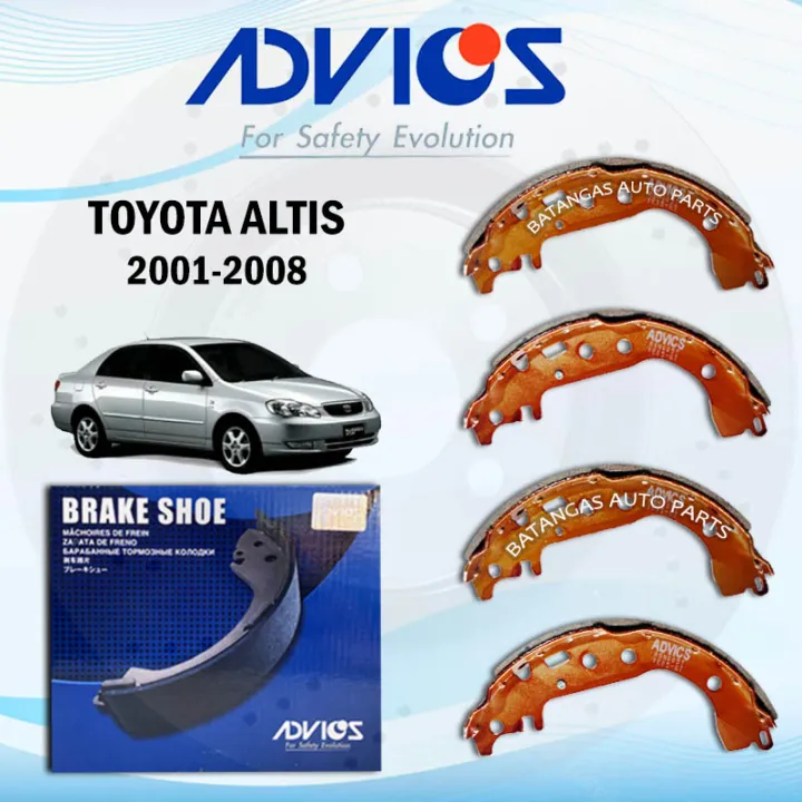 ADVICS BRAKE SHOE TOYOTA ALTIS 2001-2008 PN: 04495-0D060 1SET 4PCS MADE ...