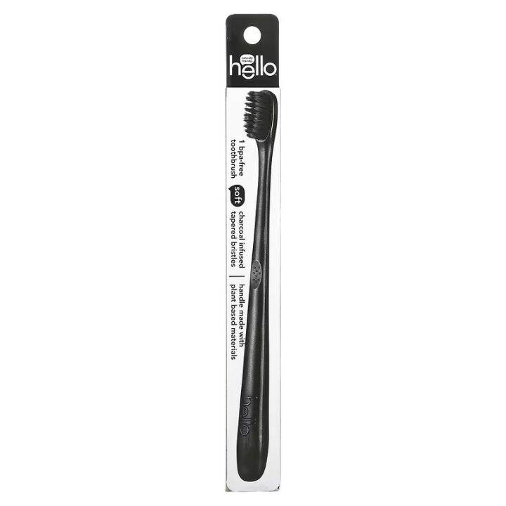 [PRE-ORDER] HELLO TOOTHBRUSH WITH CHARCOAL INFUSED BRISTLES SOFT 1 ...