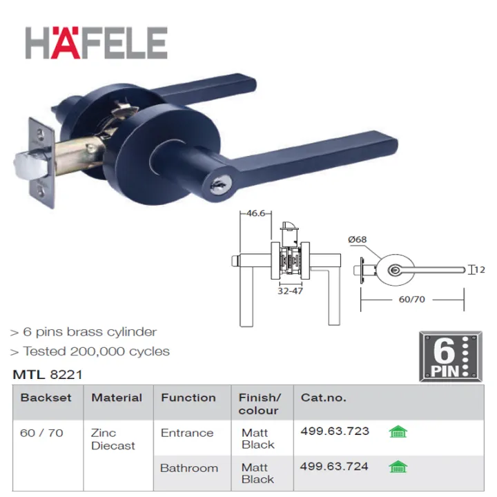 HAFELE TUBULAR LEVER LOCKSET 499.63.[723&724] | Lazada