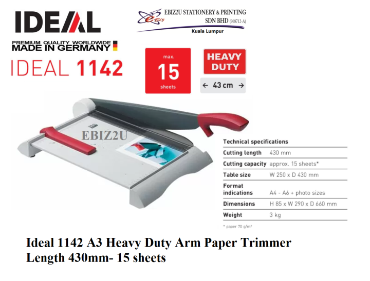Ideal 1142 A3 Heavy Duty Arm Paper Trimmer Length 430mm- 15 sheets ...