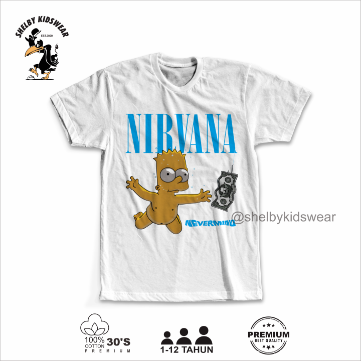 KAOS ANAK BAND NIRVANA X BART THE SIMPSONS / BAJU ANAK PREMIUM QUALITY ...