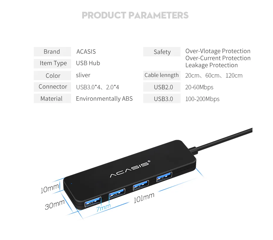 ACASIS USB 2.0/3.0 Hub 4 Port With Micro Usb Power ตัวเพิ่มช่อง USB 2.0/3.0 Hub 4 ช่อง พร้อมช่อง ...