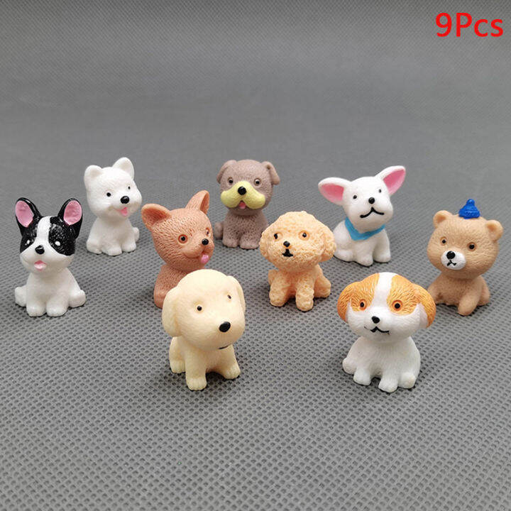 Bopin สุนัขโมเดลตัวจิ๋วหมาปั๊ก9ชิ้นจำลองของเล่นฟิกเกอร์โมเดลสัตว์ ...