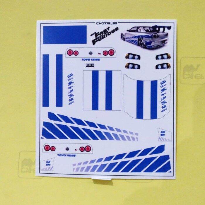 decal hotwheels nissan skyline r34 fast and furious Striping Stieker Mainan | Lazada Indonesia