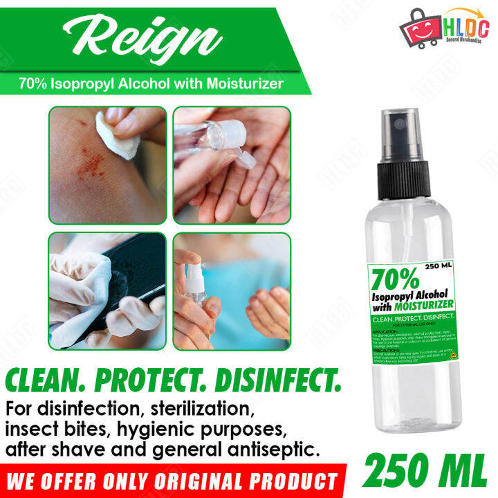 Reign 70% Isopropyl Alcohol with Moisturizer 250ml Sanitizer, Disinfectant, Anti Bacterial, Anti ...