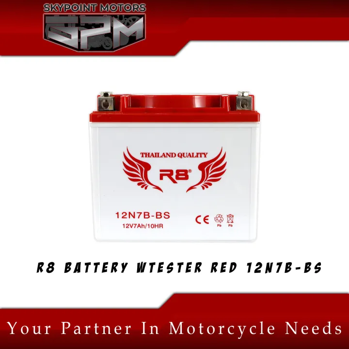 R8 GEL TYPE BATTERY W/TESTER RED 12N7B-BS TMX 155 / 125 / ALPHA / RUSI ...