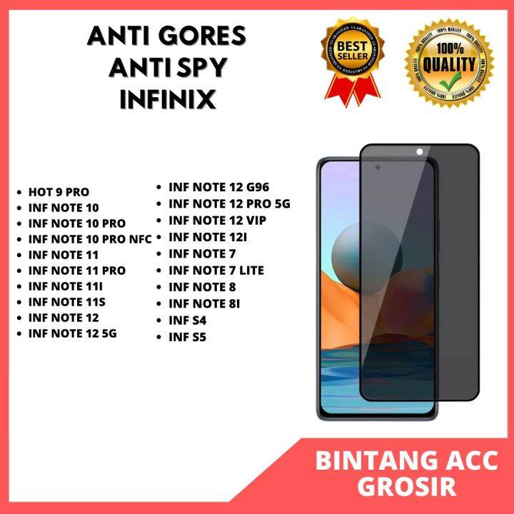 TEMPERED GLASS SPY - ANTI PRIVACY INFINX S5 LITE - S5 PRO - ZERO 8 ...
