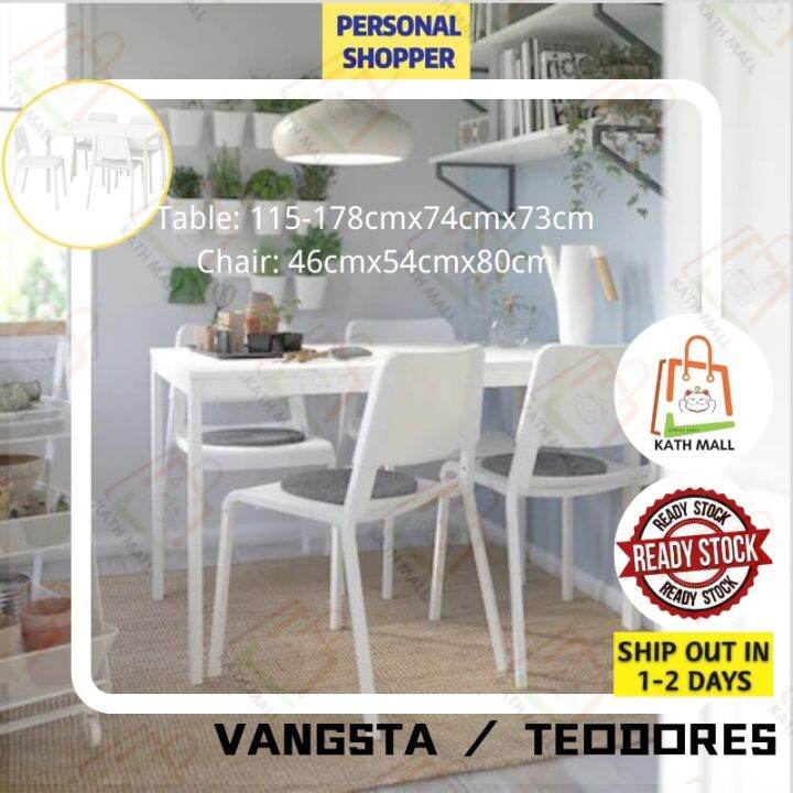 IKEA VANGSTA / TEODORES Table and 4 chairs, white/white120/180 cm I ...