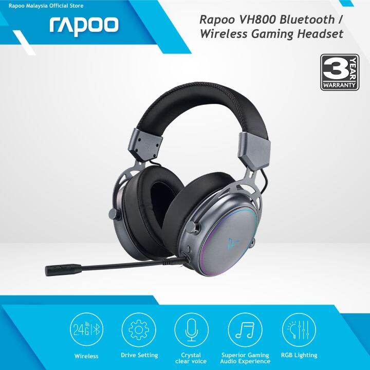 RAPOO VH800 Over-ear Wireless Headset RGB Light Bluetooth Dual Mode E-sports Gaming Headphone ...