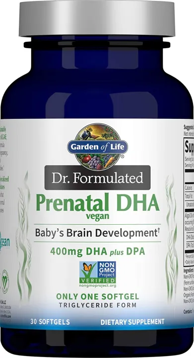 Garden of Life Dr. Formulated Prenatal Vegan DHA Certified Vegan Omega ...