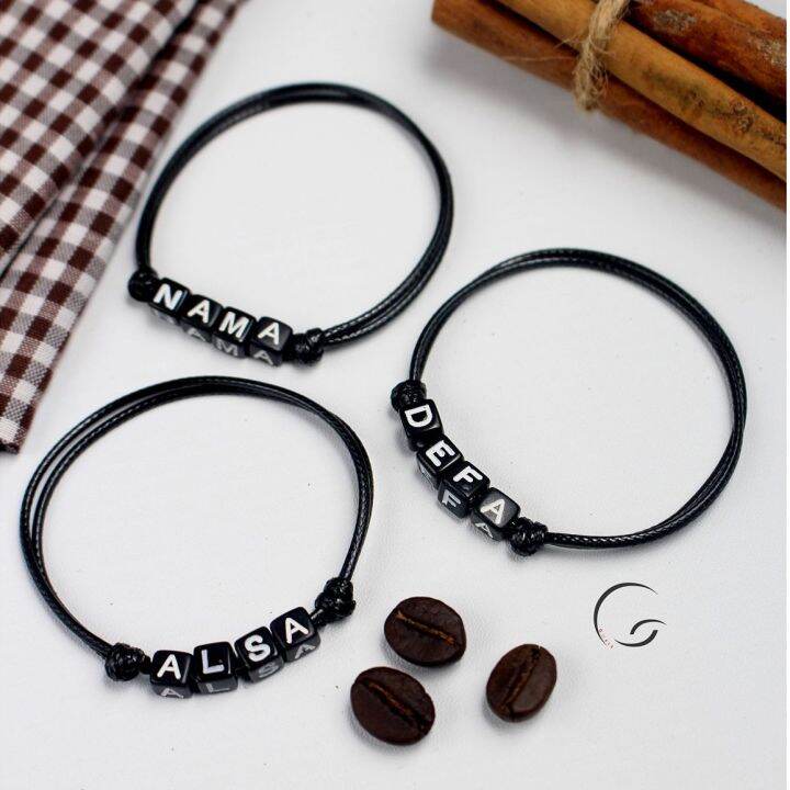 Gelang Nama Custom GOF139 Model Dadu Kotak Kubus 1 Slide Gelang Nama ...