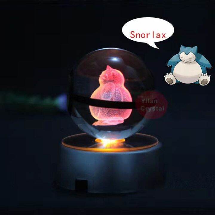 Anime Pokemon Crystal Ball 3D Toy Snorlax Mewtwo Pikachu Figures PokÃ ...