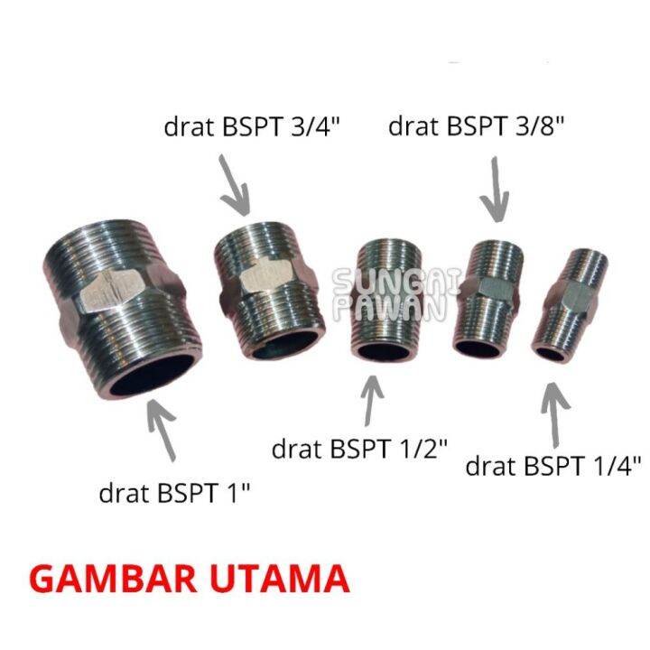 Sambungan drat luar BSPT pipa ulir double naple male thread nepel bspt irigasi | Lazada Indonesia