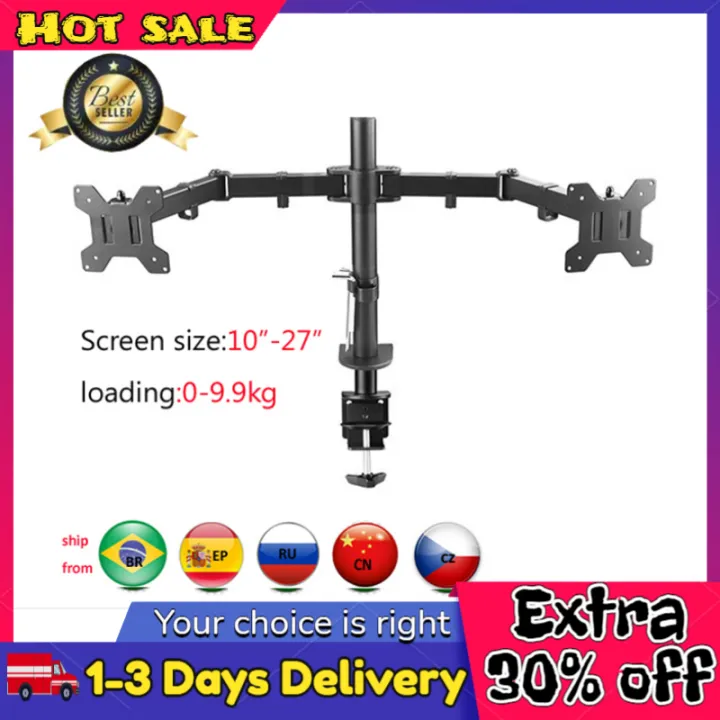 [Hot Sale]DUAL MONITOR MOUNT / BRACKET C-Clamp and Grommet 13KG per arm ...